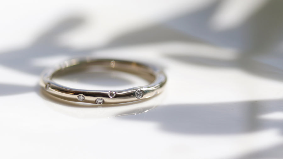 Narrow Bands with Stones | Diamond & Spphire Wedding Bands | Aide-mémoire