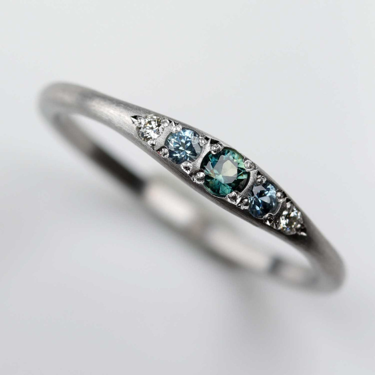 Bead-Set Five Stone Ring with Sapphires & Diamonds in Platinum – Aide ...