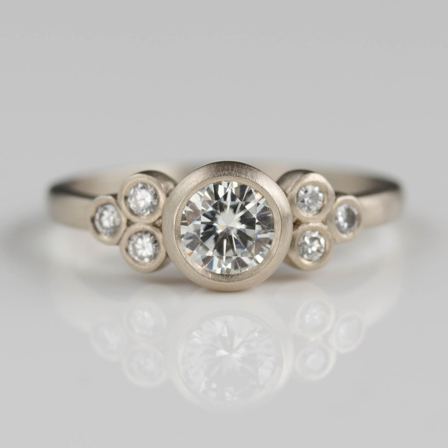 Ethical, Eco-friendly Seven Stone Moissanite Cluster Engagement Ring ...
