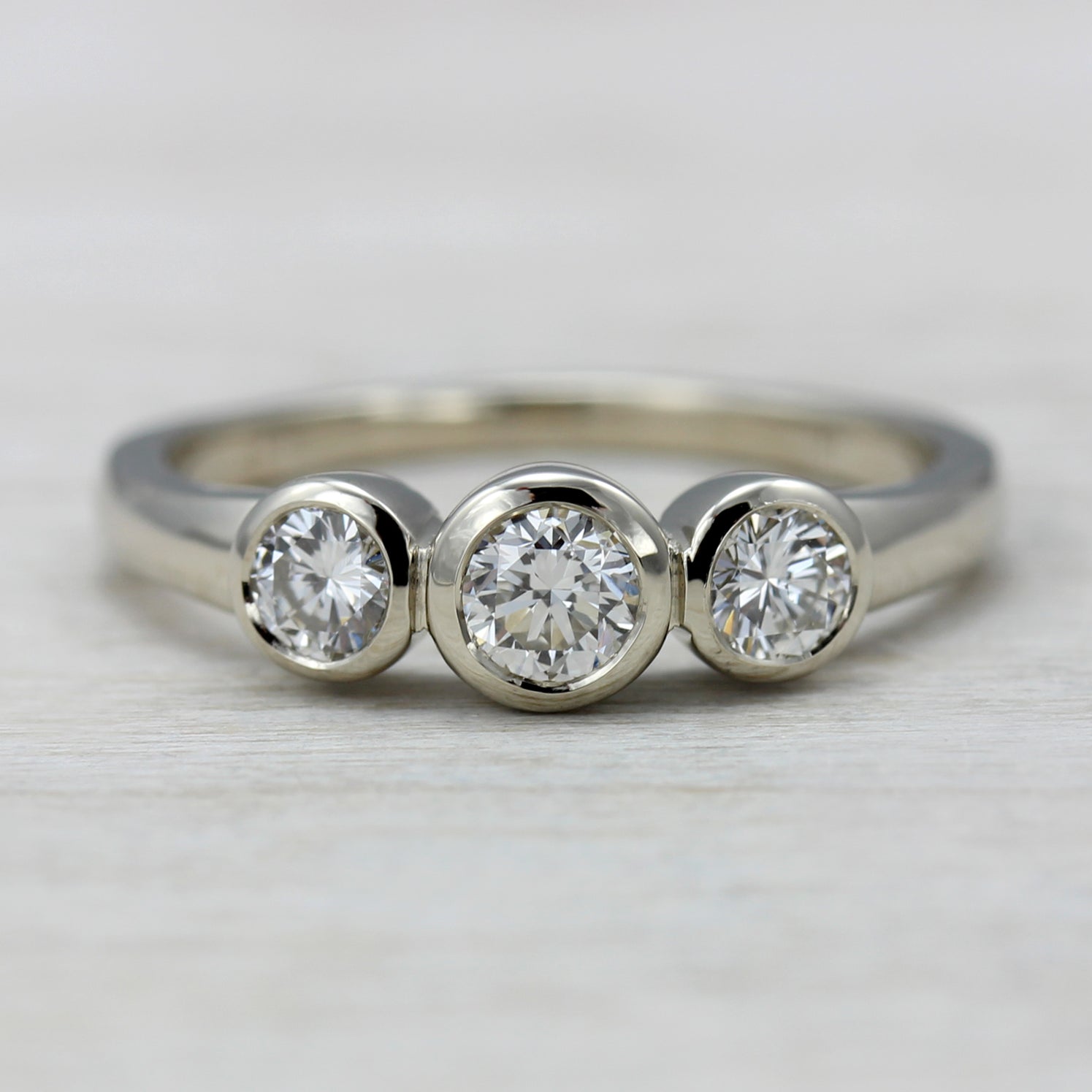 Ethical & Low-Profile Three Stone Ring - Eco-friendly Jewelry – Aide ...